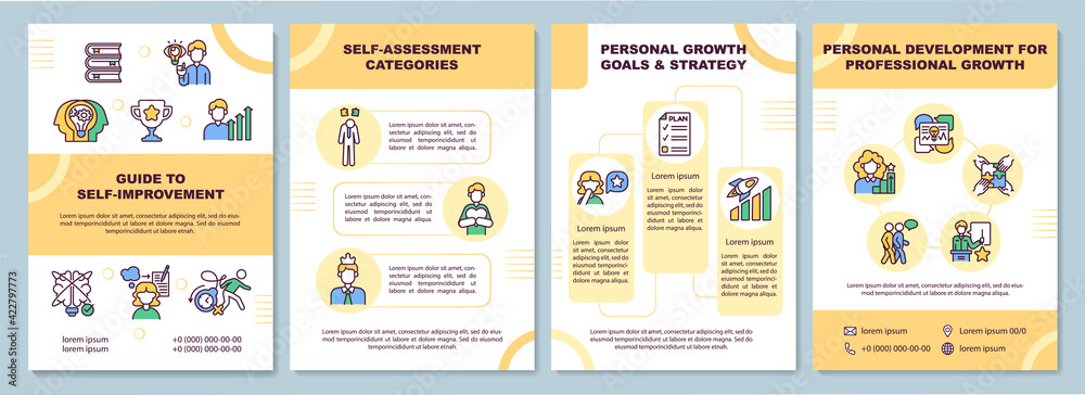 Guide to self-improvement brochure template. Assessment, strategy ...