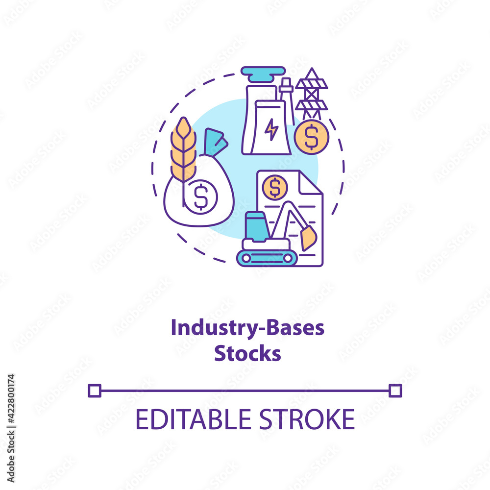 Industry-based stocks concept icon. Stock type idea thin line ...