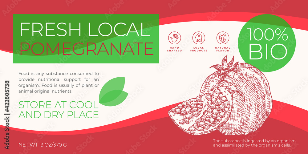 Fresh Local Fruits Label Template. Abstract Vector Packaging Horizontal ...