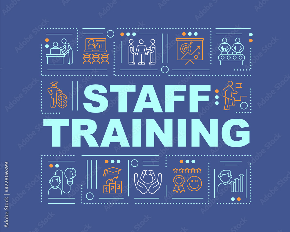 Staff training word concepts banner. Giving employees important data to ...