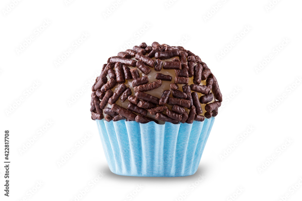 Chocolate brigadeiro with granulated chocolate. Brigadeiro, traditional ...