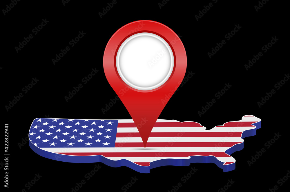 American map marker. Vector illustration isolated on black Stock Vector ...