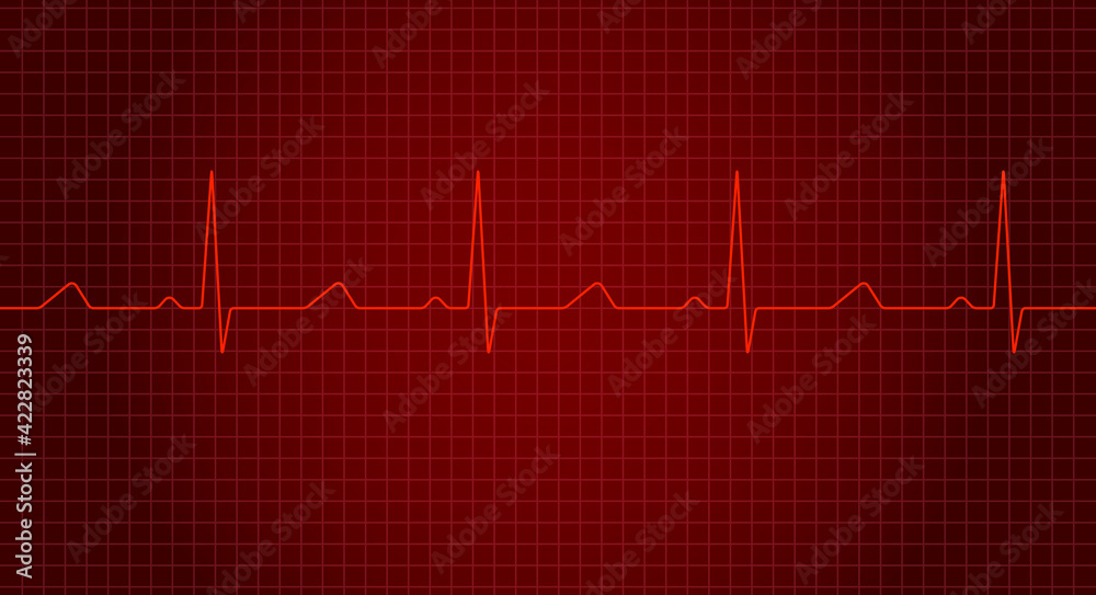 Red heart rate graph. Heart beat. Ekg wave. Heartbeat line. Vector ...