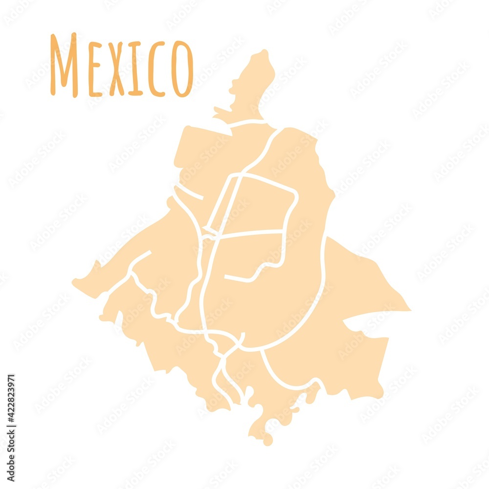 Mexico simple colored map.ilhouette administrative division, vector map ...