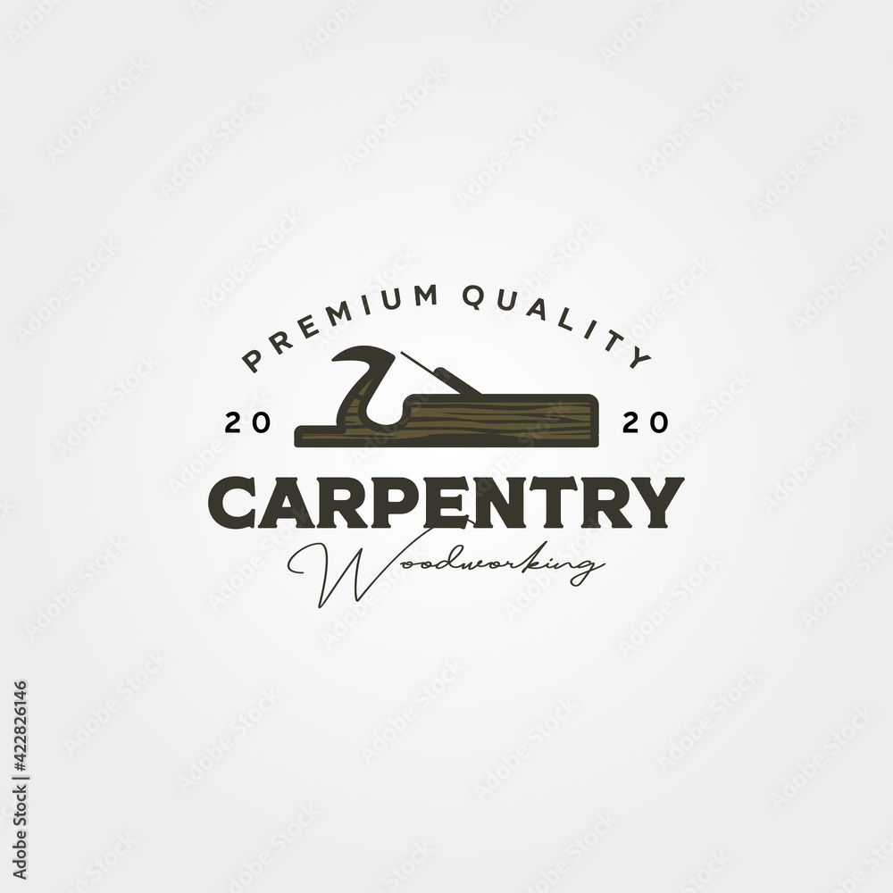 vintage jack plane logo vector for carpentry service symbol ...