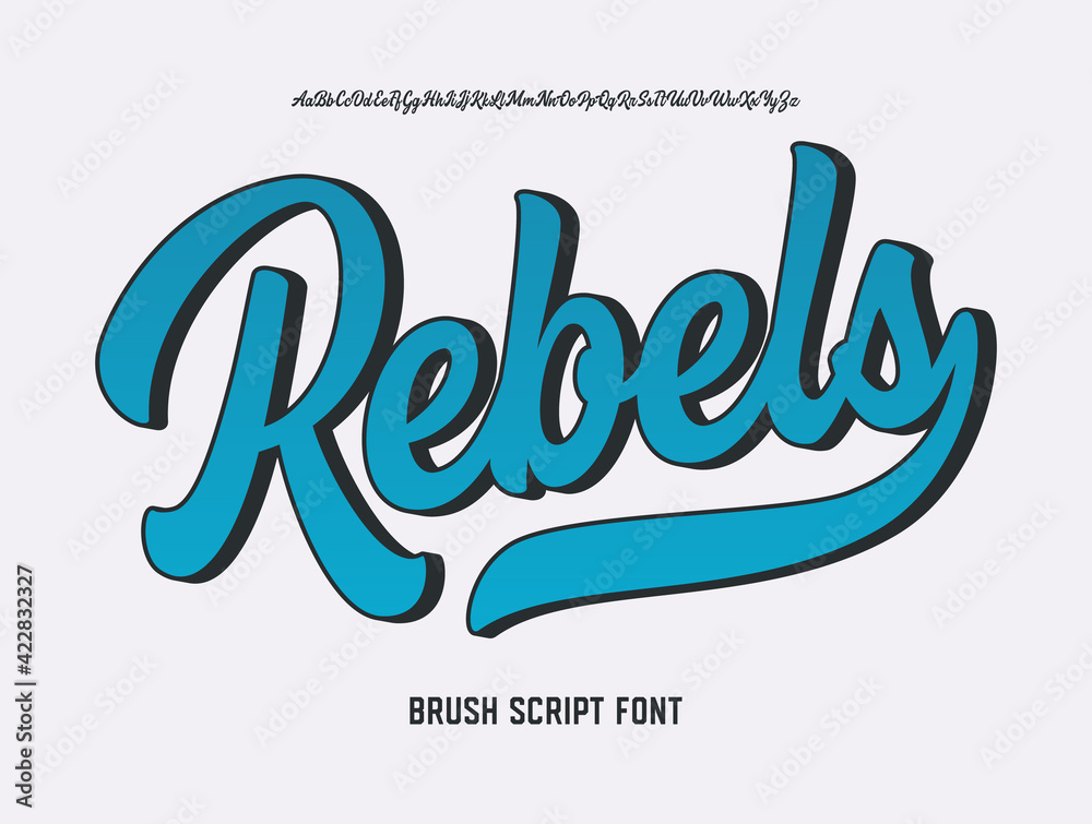 Vetor de "Rebels". Original Brush Script Font . Retro Typeface. Vector ...