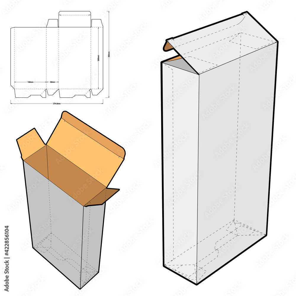 Simple Packaging Folding Box (Internal measurement 13x5x25cm) and Die ...