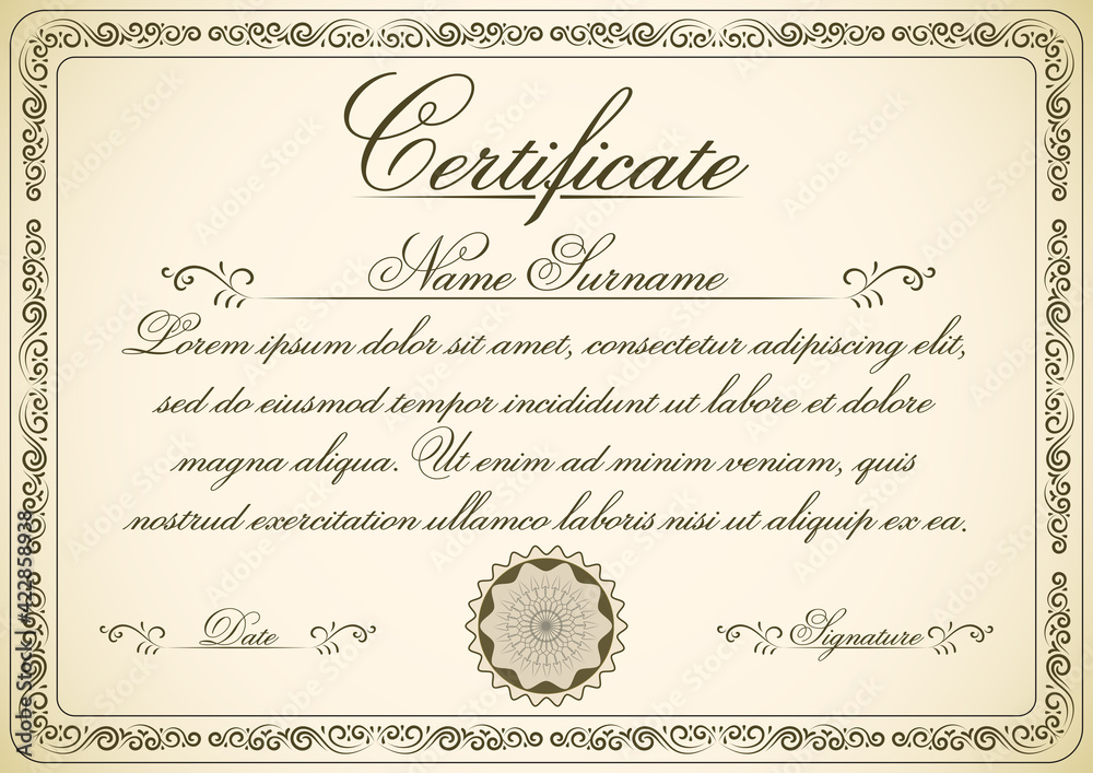 A4 size certificate of appreciation vector illustration with retro ...