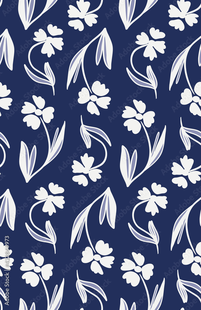 Vector floral elements as seamless repeat pattern. Aop of flowers with ...