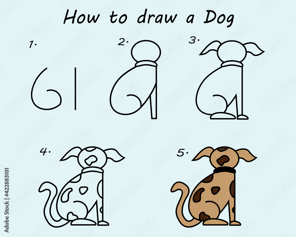 Step by step to draw a Dog. Drawing tutorial a Dog. Drawing lesson for ...