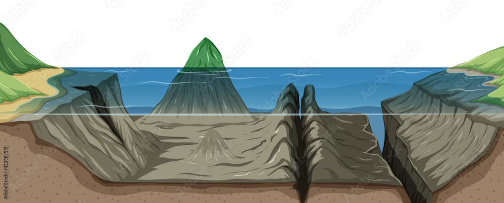 Mariana trench undersea landscape Stock Vector | Adobe Stock