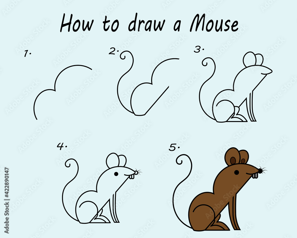 Step by step to draw a Mouse. Drawing tutorial a Mouse. Drawing lesson ...