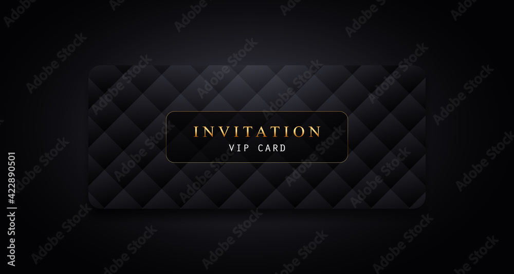 Elegant invitation card template. Black card mockup with rhombus ...