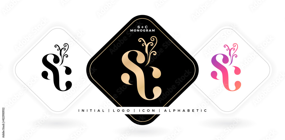 SC initial letter and graphic name, SC Monogram, for Wedding couple ...