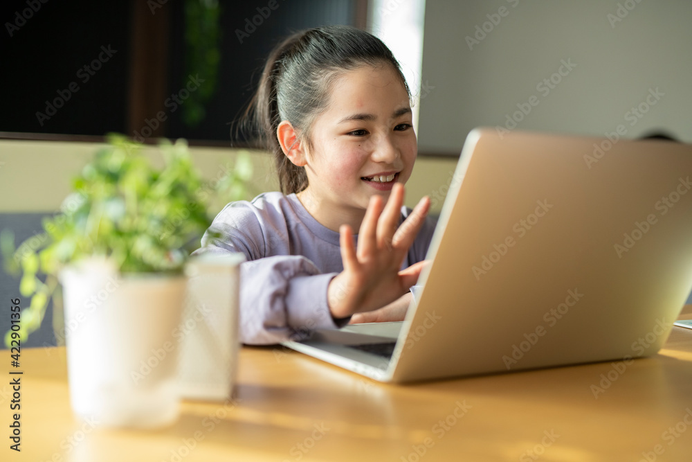 Girl Using Video Call Stock Photo | Adobe Stock