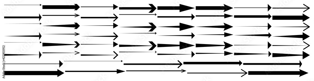 Black arrows pointing right. Arrow shape element set Stock Vector ...