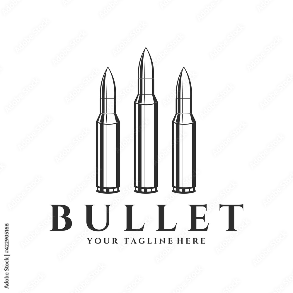 vintage bullets icon logo vector illustration design, cartridge object ...