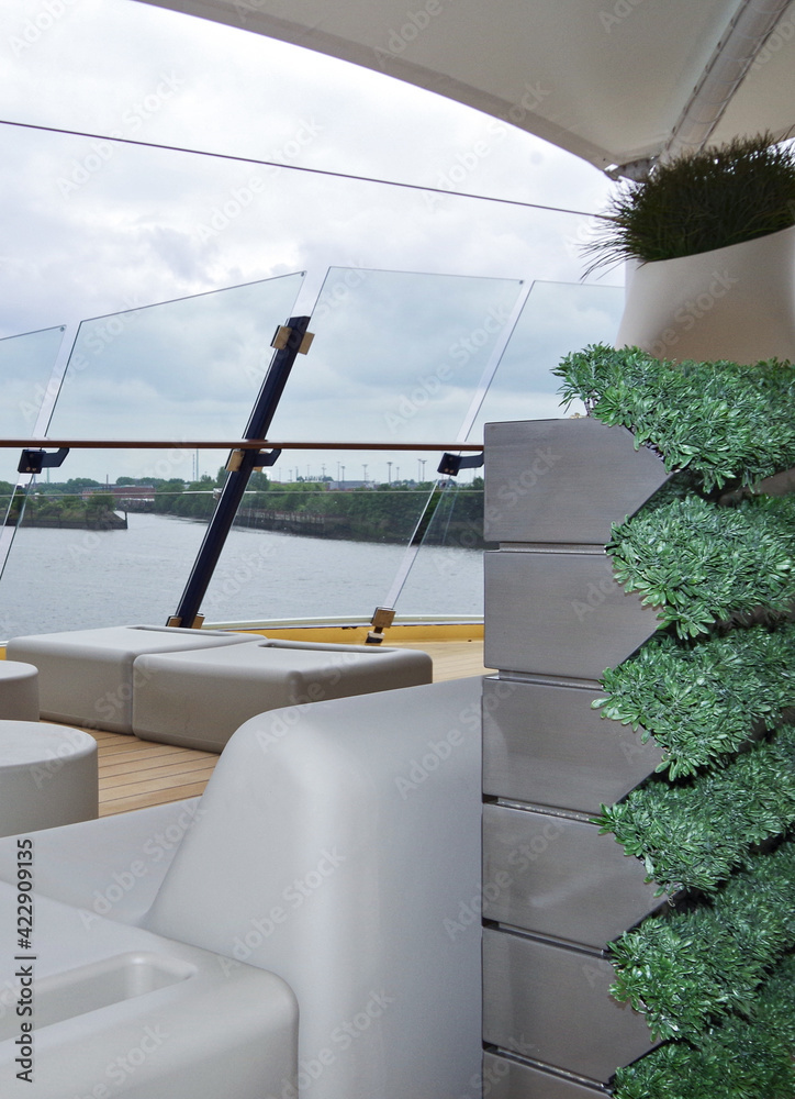 Futuristic modern clean minimalistic interior design in bar or lounge ...