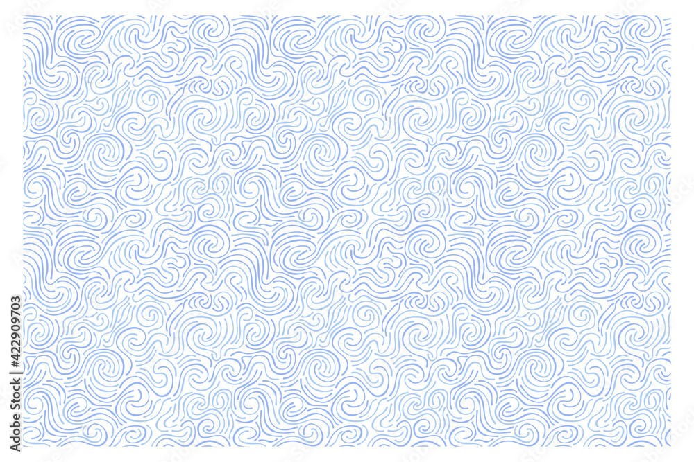 Seamless pattern of blue swirling waves. Design for backdrops with sea ...