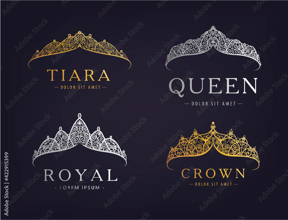 Vector set of abstract luxury, royal golden, silver company logo icon ...