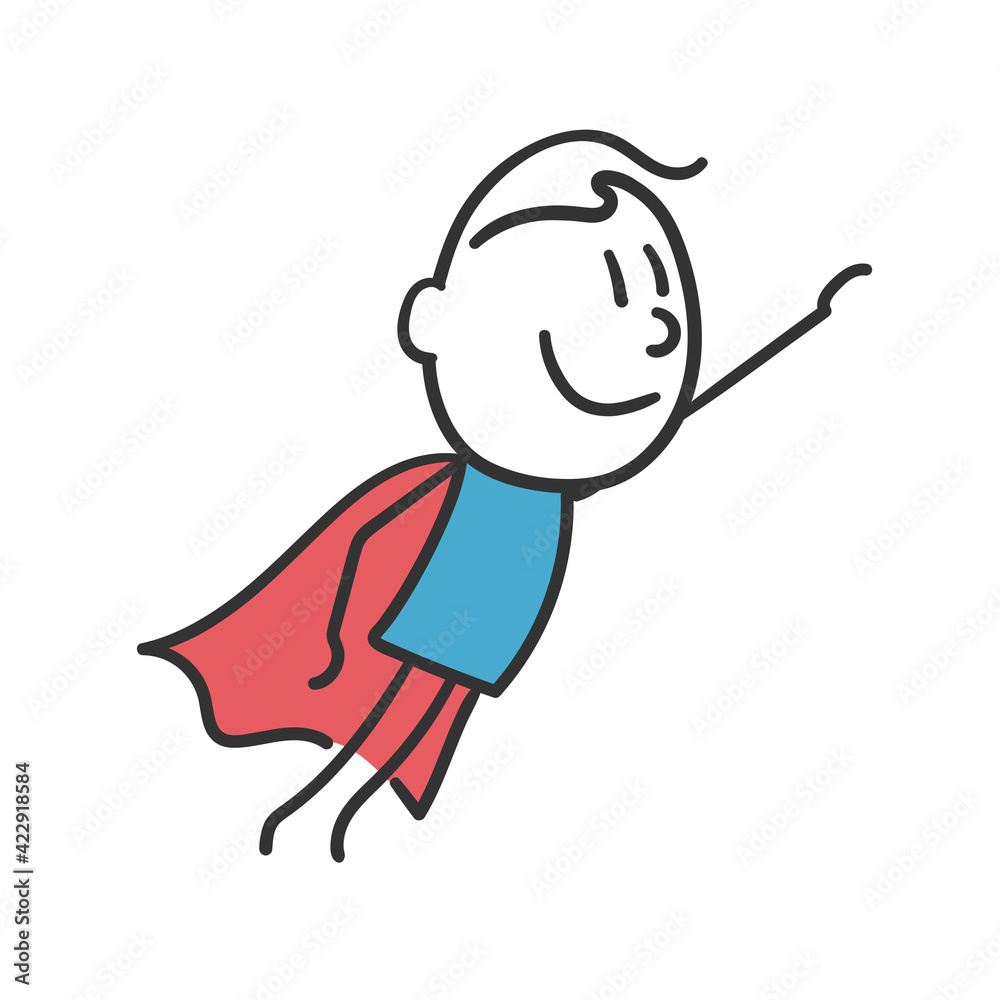 Superhero stick man. Concept of stick man determined and with a desire ...
