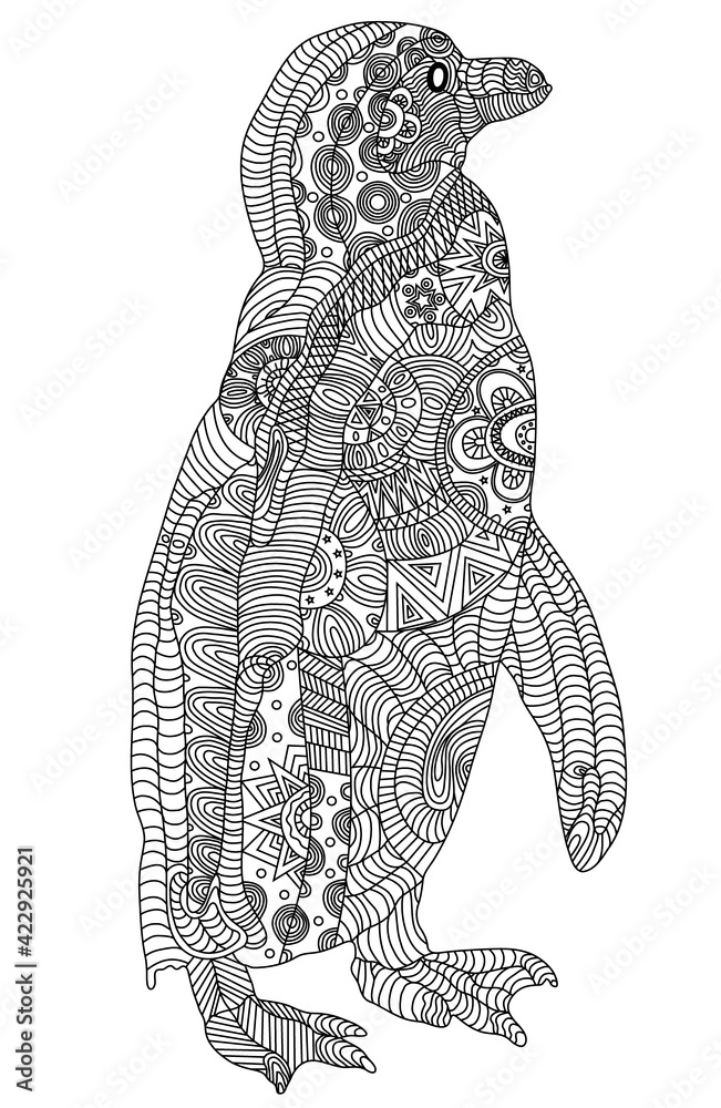 Zentangle stylized penguin. Hand Drawn vector illustration. Books or ...