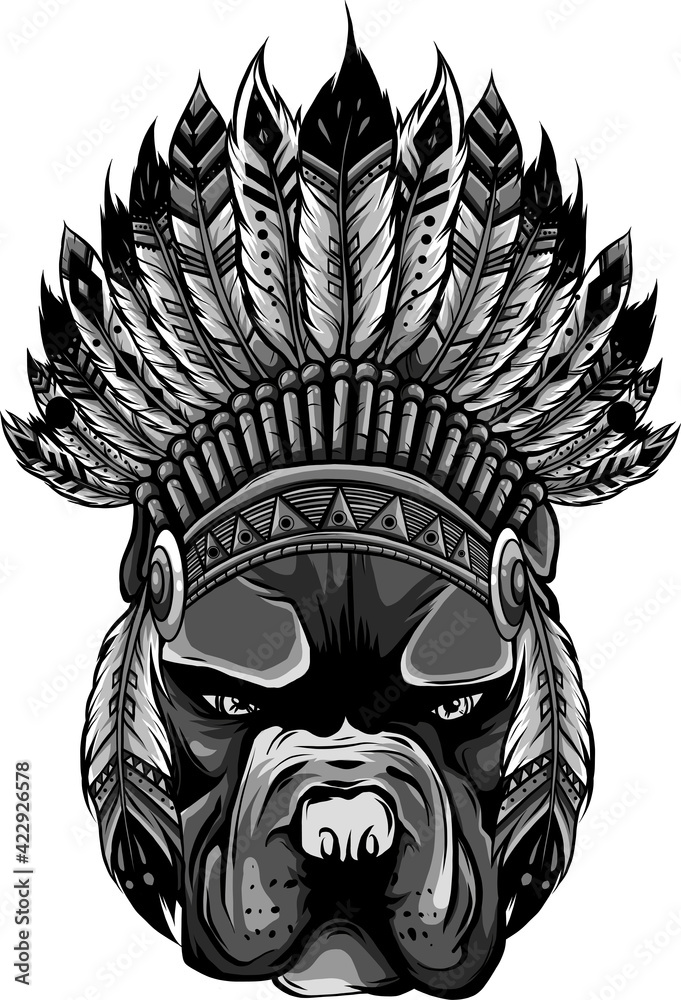 design of head dog with traditional Indian hat, vector illustration ...