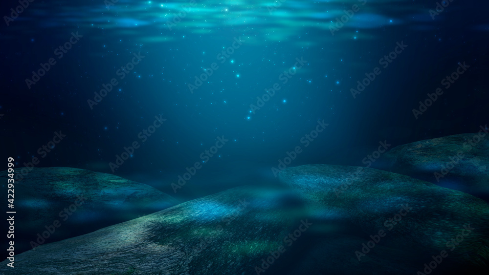 Depth of sea water, the bottom of the sea, the rays of the sun through ...