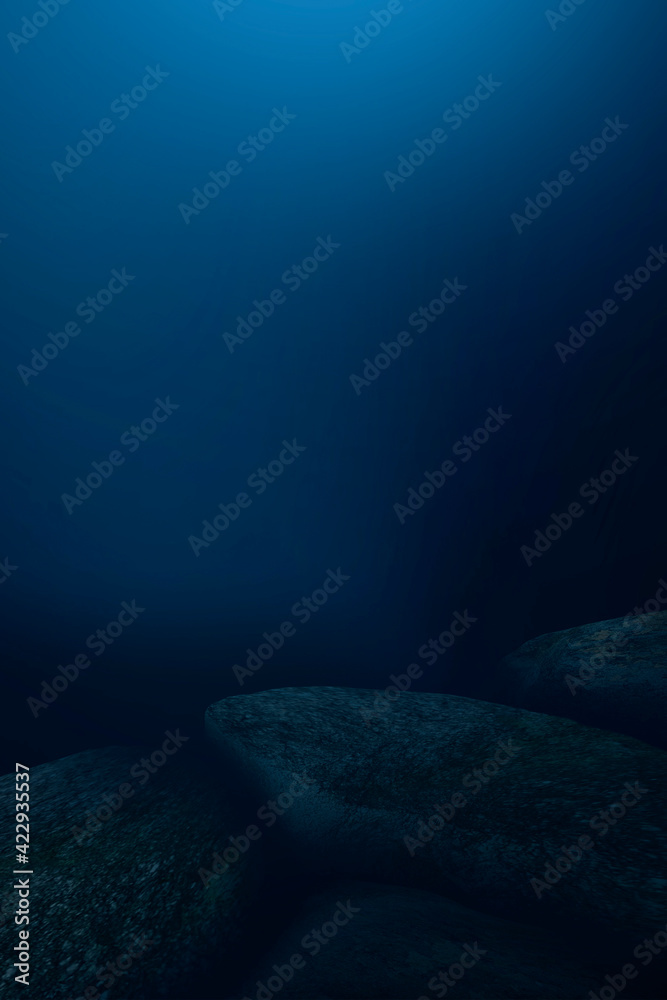 Depth of sea water, the bottom of the sea, the rays of the sun through ...