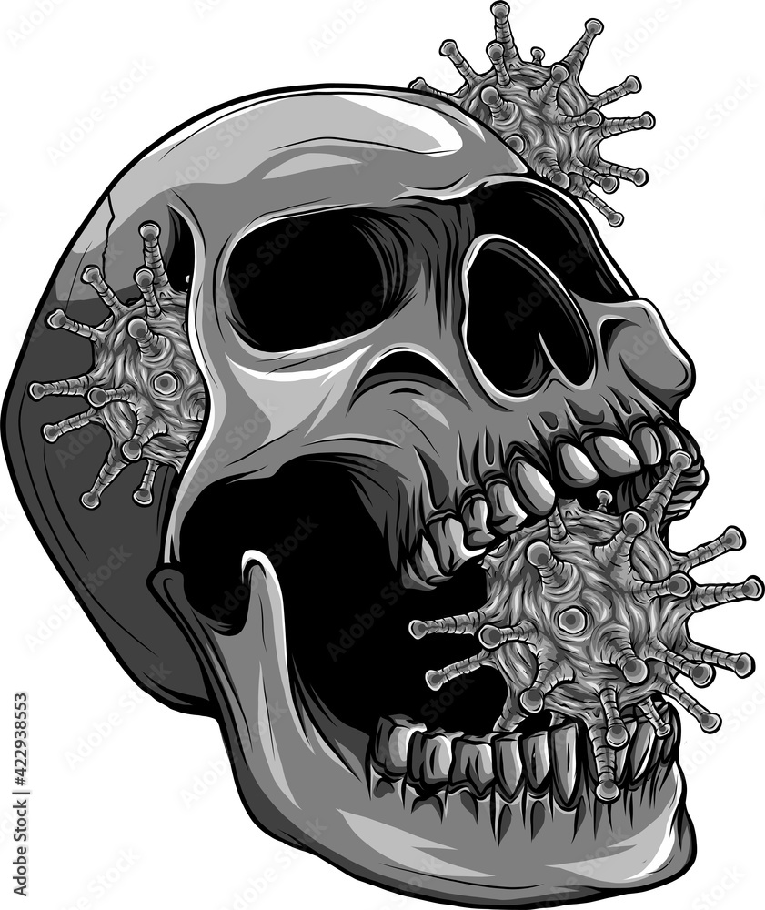 design of human skull with virus vector illustration Stock Vector ...