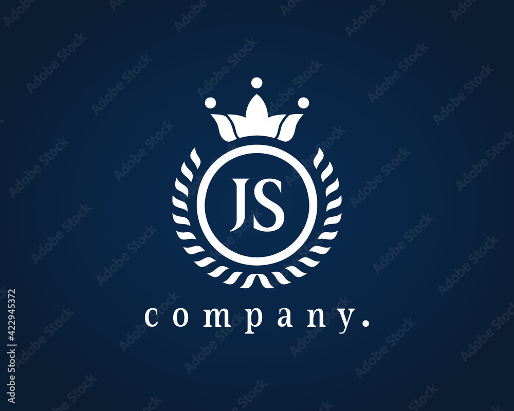 Letter SJ, JS, and J or S elegant crown emblem. Beautiful calligraphy ...