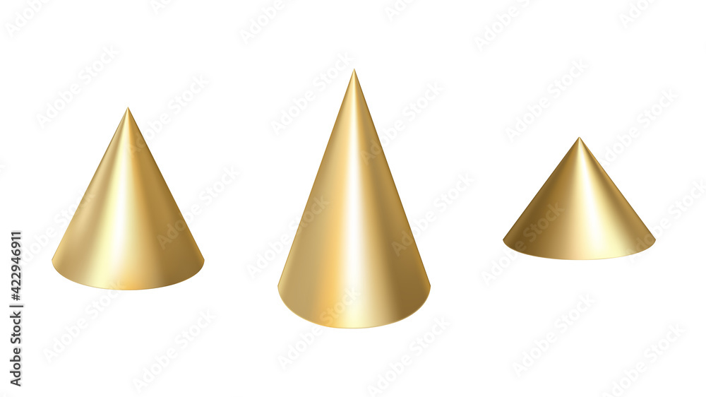 Vettoriale Stock A set of gold cones of different shapes and designs ...