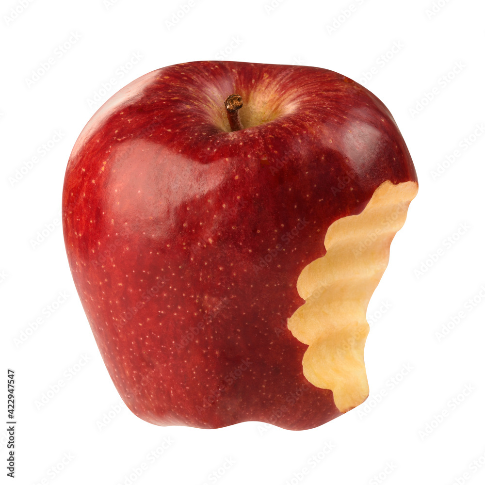 Bitten red apple with tooth marks, isolated on white background Stock ...