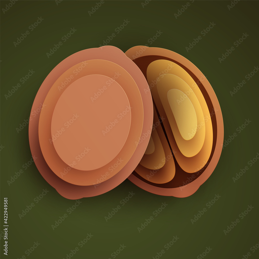Cartoon whole and half walnut in modern geometric 3d paper cut style ...