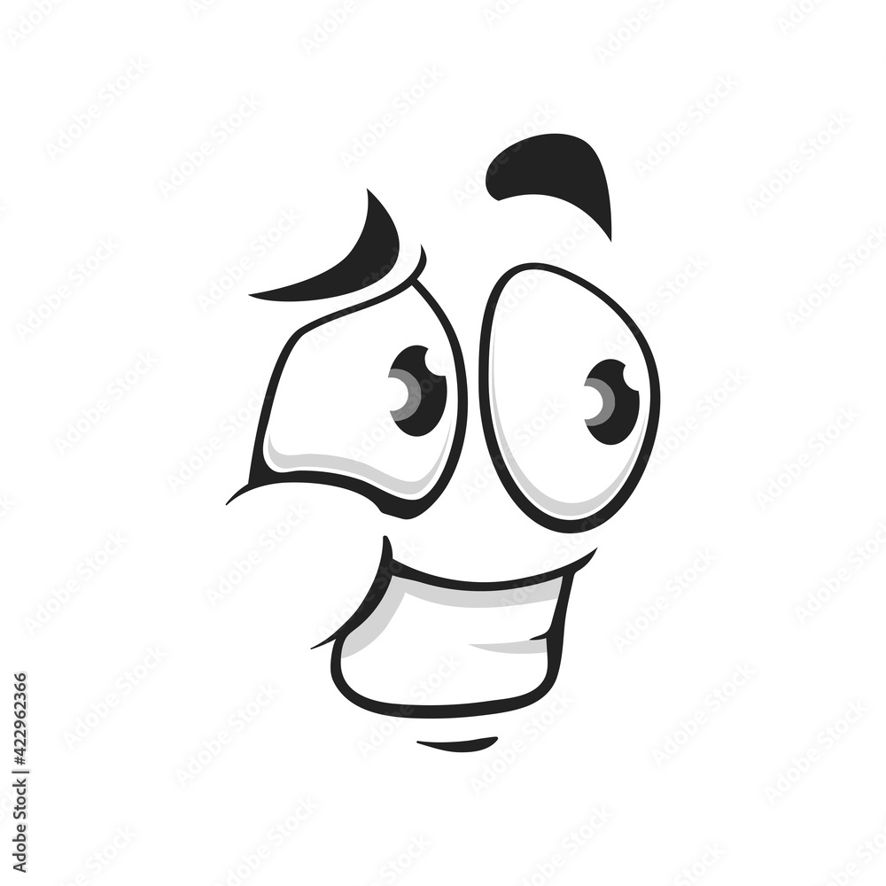 Cartoon face with guilty smile, vector ashamed or hangdog emoji, funny ...