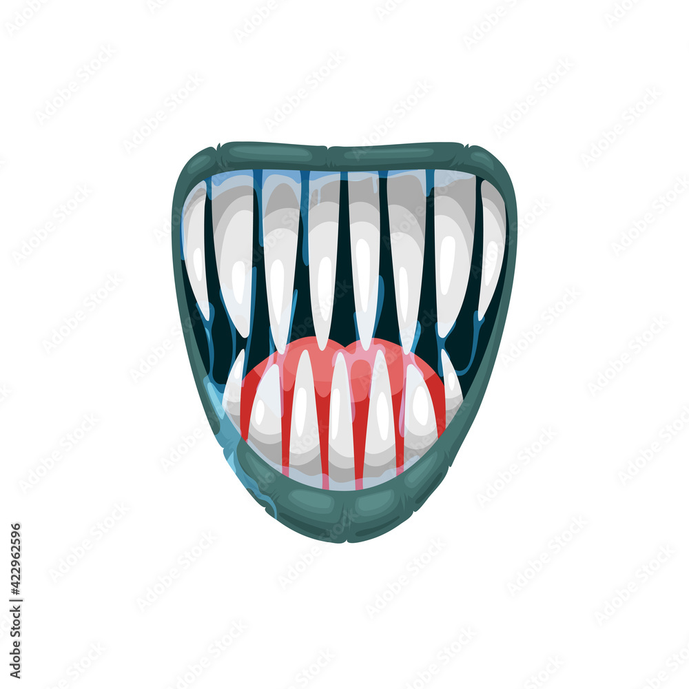 Monster mouth vector icon, creepy yelling beast jaws with sharp teeth ...