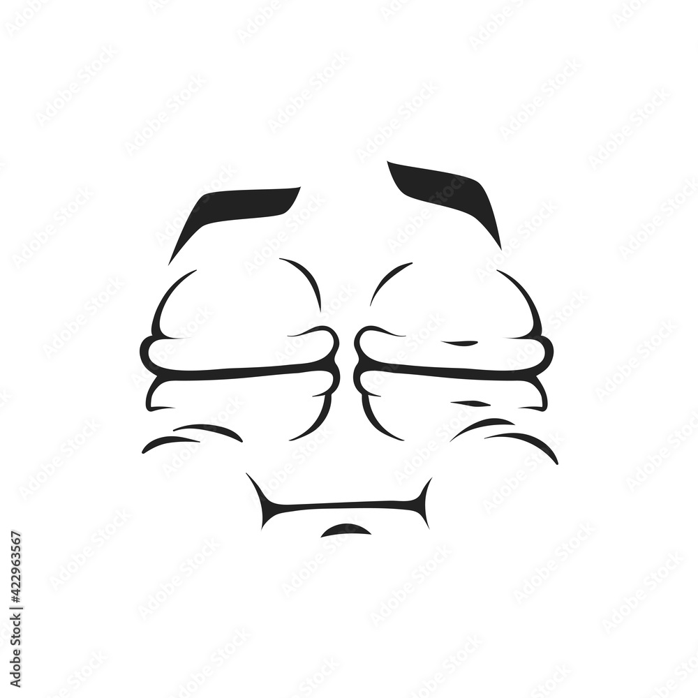 Cartoon face vector icon, emoji with puff out cheeks and closed eyes ...