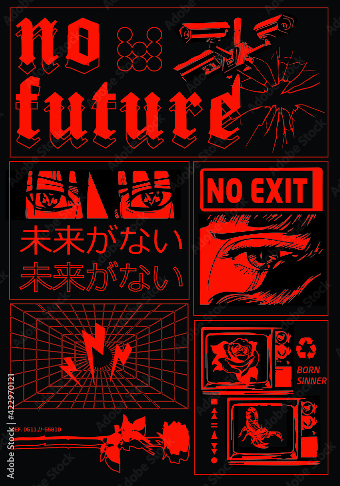 No future text with statue vector Translation: "No future." design for ...