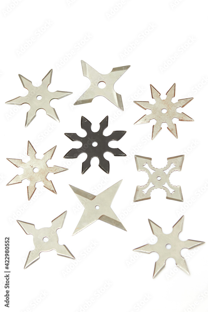 Various shurikens for training of shuriken jutsu martial arts Stock ...