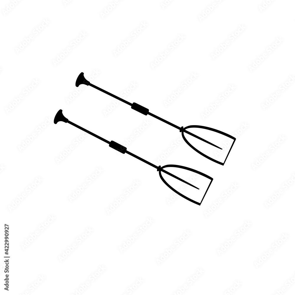Boat oars, kayak oar outline vector. Pair of canoe paddle drawing ...