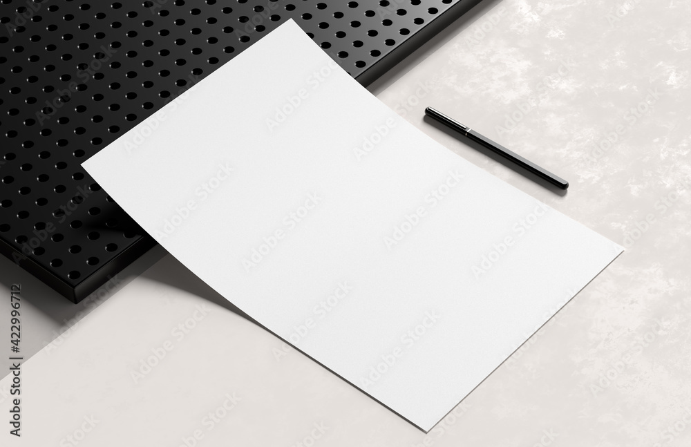 A4 size white paper mock up isolated on soft background. Blank portrait ...