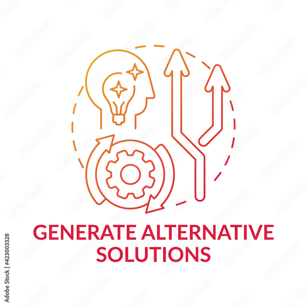 Generate alternative solutions red gradient concept icon. Decision ...