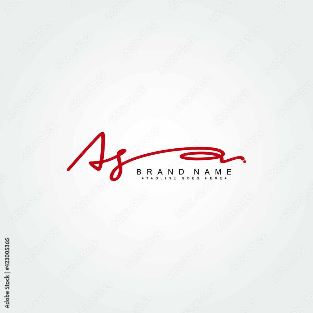 Initial Letter AS Logo - Handwritten Signature Style Logo Stock Vector ...