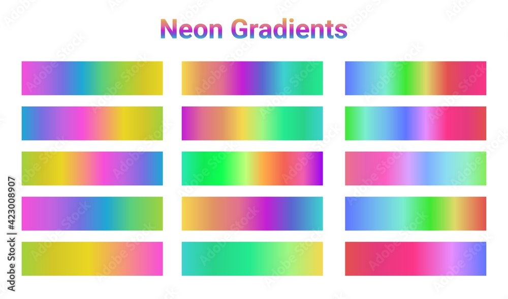 Set of neon gradients, beautiful colorful palette for your decorations ...