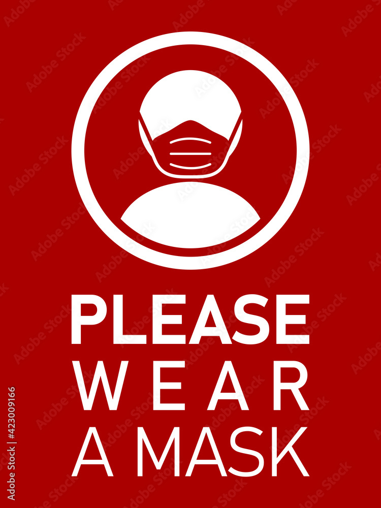 Please Wear a Mask Instruction Sign. Vector Image. Stock Vector | Adobe ...