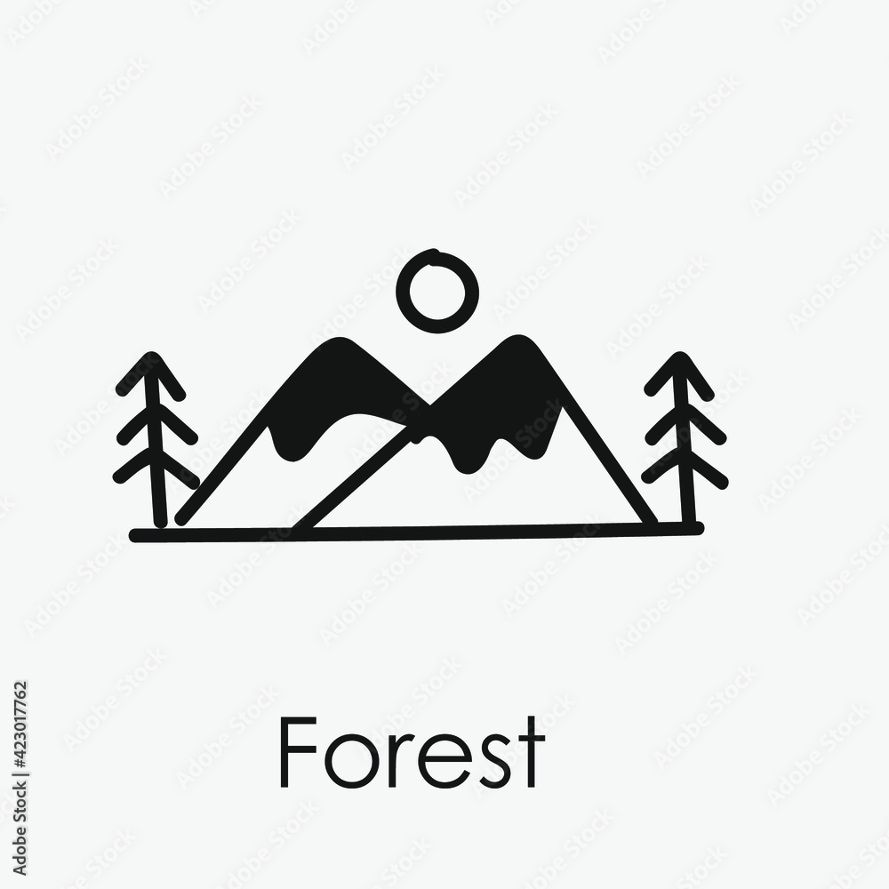 Forest vector icon. Editable stroke. Linear style sign for use on web ...