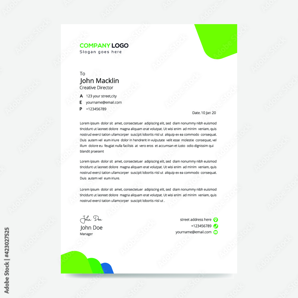 Simple Latter Head Design Template. Vector Stock Vector | Adobe Stock