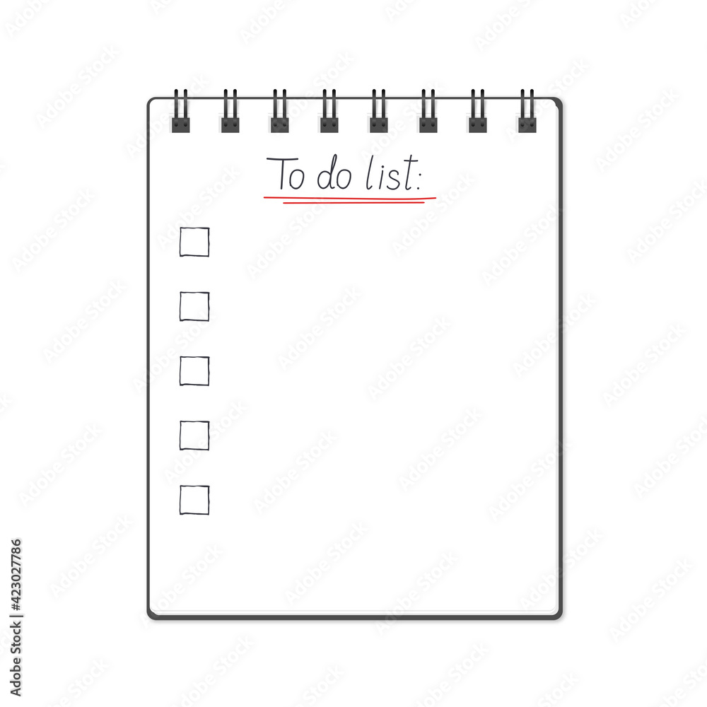 Vector illustration of block note with 'To do list' text sign ...