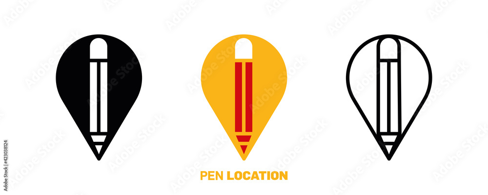 Pen logo. Pen location icon design logo. Silhouette, colorful and ...