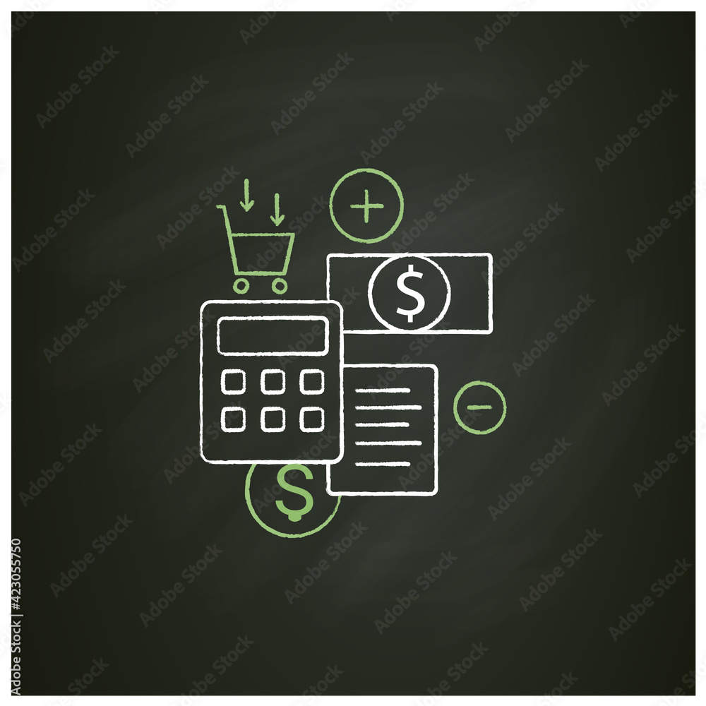 Budgeting chalk icon.Creating plan to spend money.Rational money ...